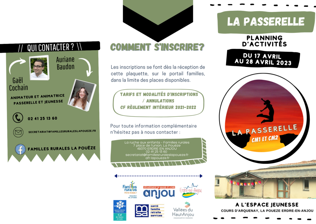 Planning activités vacances – Association Familles rurales – La Pouëze Planning activités vacances – Association Familles rurales – La Pouëze